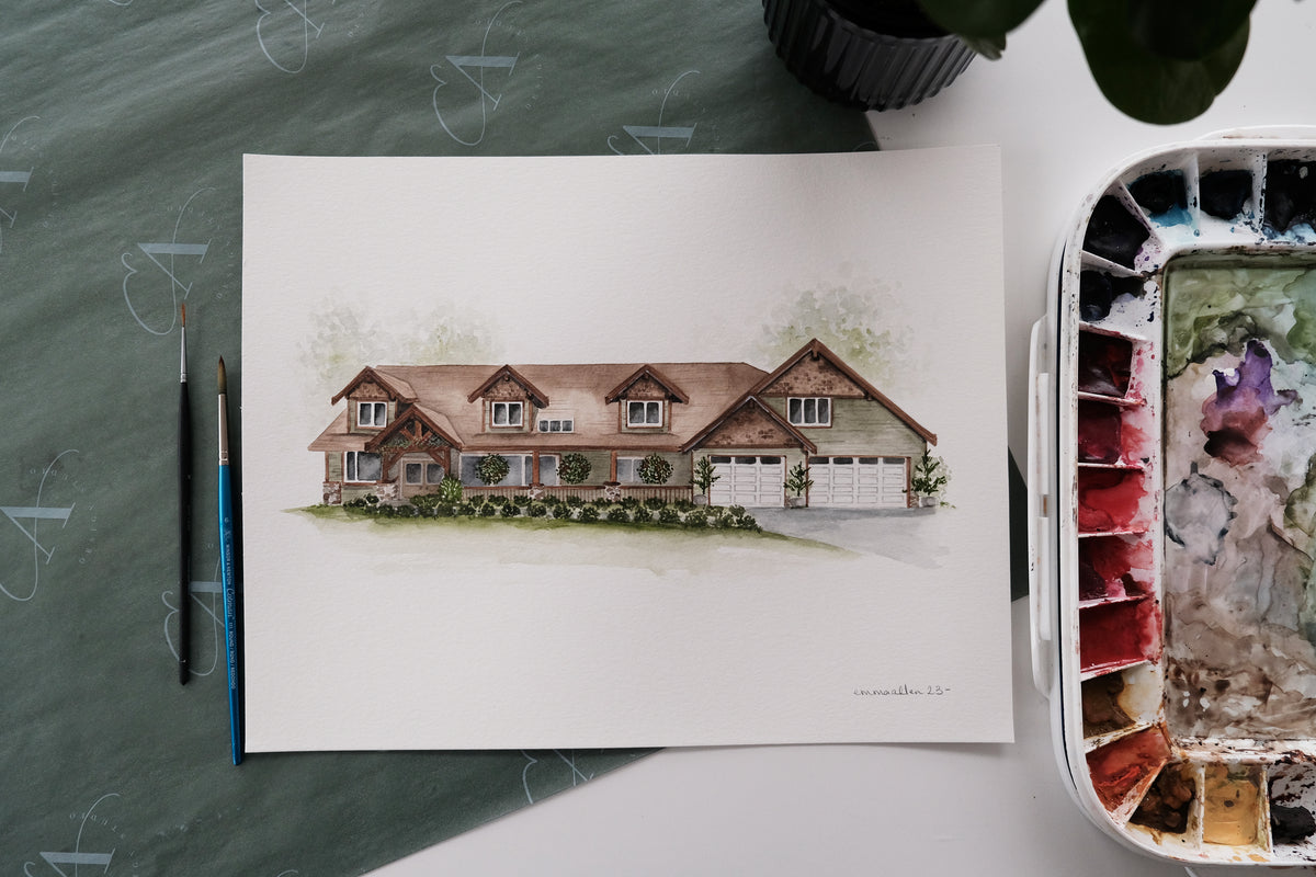 Custom Watercolour House Portrait – Emma Allen Design Studio